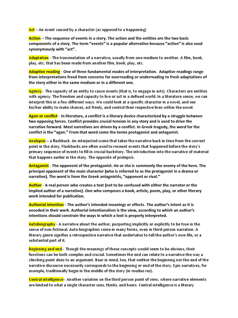 Literary Terms - Słownik | PDF | Narrative | Narration