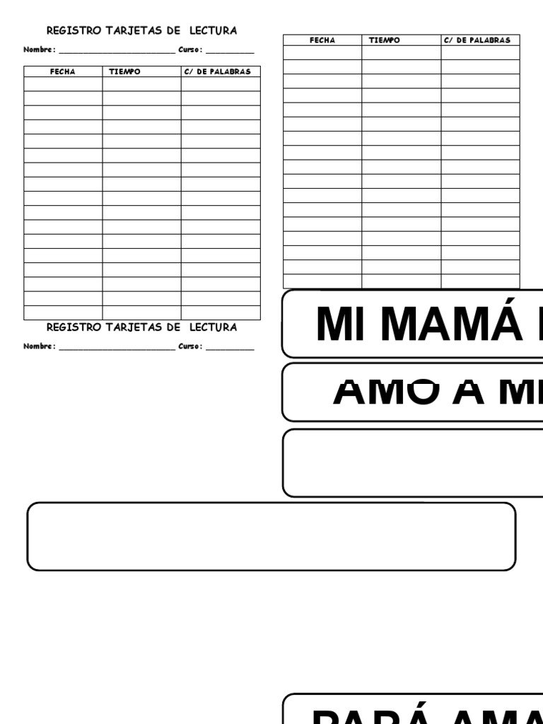 Registro Tarjetas de Lectura | PDF