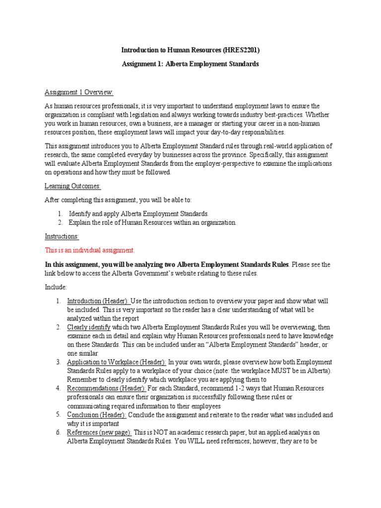 Alberta Employment Standards Assignment - Fall 2022 | PDF | Turnitin ...