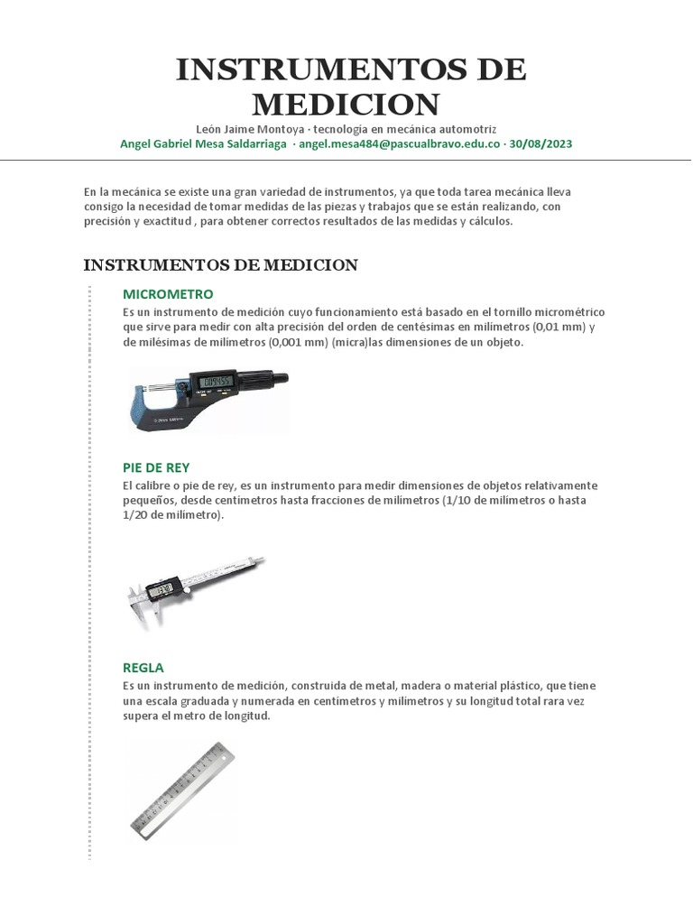 Instrumentos de Medicion | PDF | Herramientas | Equipo