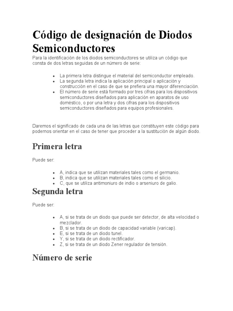 Código de Diodos y Transistores | PDF | Transistor | Diodo