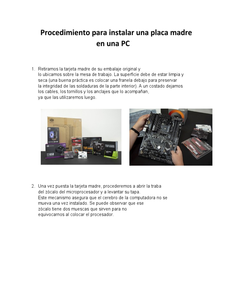 Como Ensamblar Una PC | PDF | Microprocesador | Hardware de la computadora