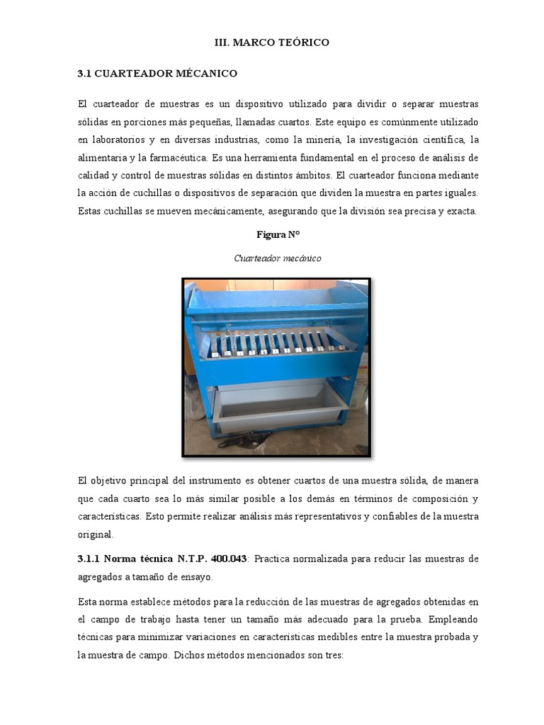 Cuarteador Mecanico | PDF | Método científico | Laboratorios