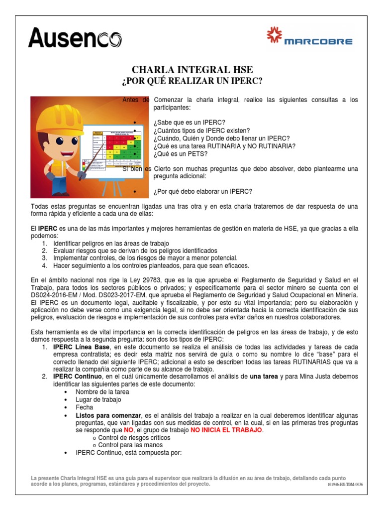 Charla Iperc Continuo | PDF | Seguridad y salud ocupacional