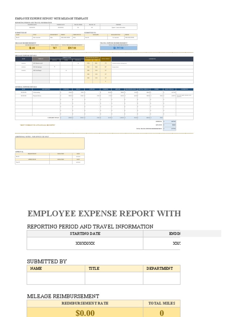 IC Employee Expense Report With Mileage 11656 | PDF | Motor Vehicle | Transport