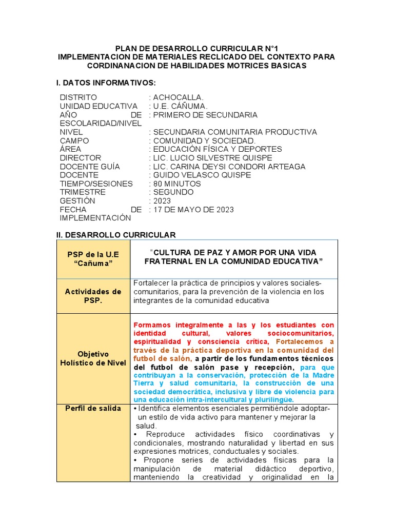 PDC 1RO. DE SEC-FUTBOL 03-05-23 (Recuperado Automáticamente) | PDF ...
