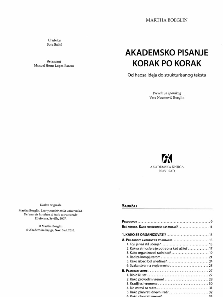 Akademsko Pisanje Korak Po Korak Martha Boeglin | PDF