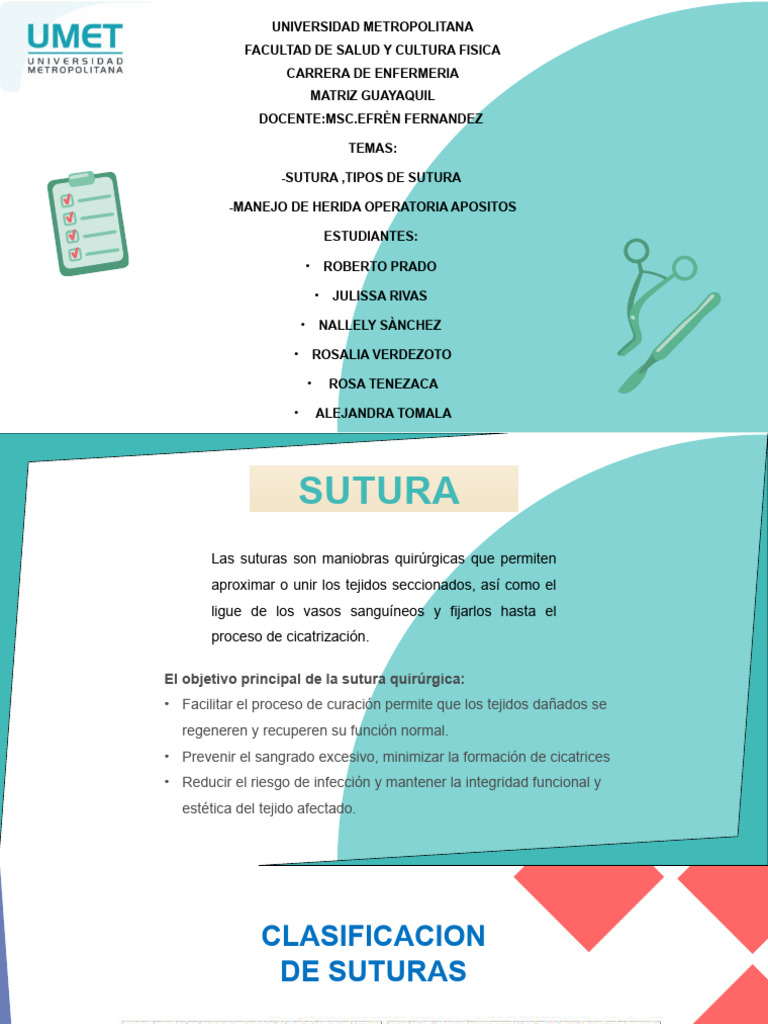 Suturas Grupo 3 | PDF | Herida | Sutura Quirúrgica