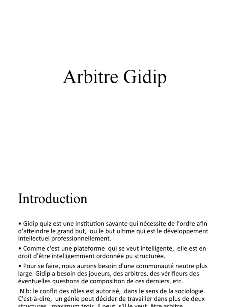 Formation des arbitres Gidip en quiz | PDF