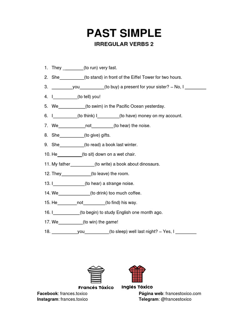 Tarea Past Simple - Irregular Verbs 2 | PDF