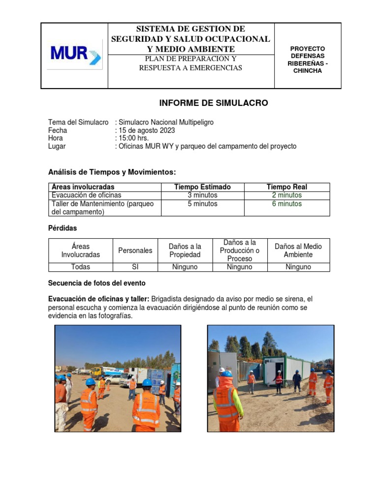 Informe de Simulacro | PDF | Simulación