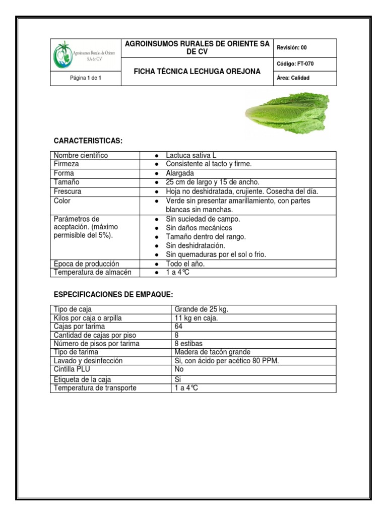 FT Lechuga Orejona | PDF