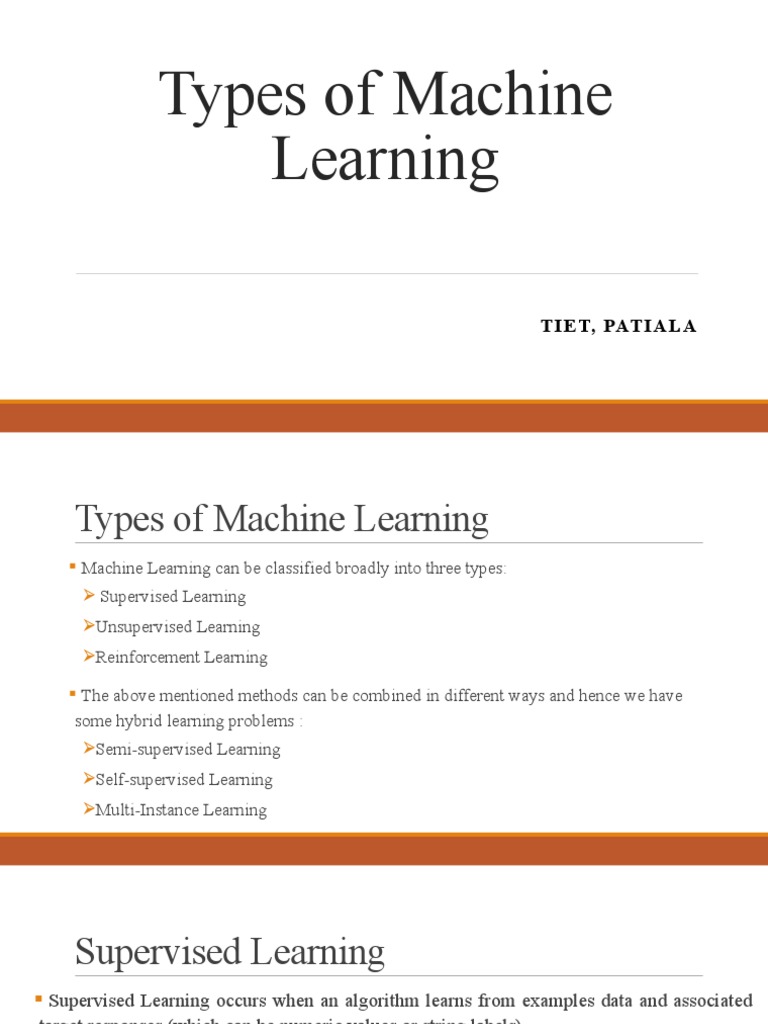 Machine Learning Types Explained | PDF | Machine Learning | Statistical ...