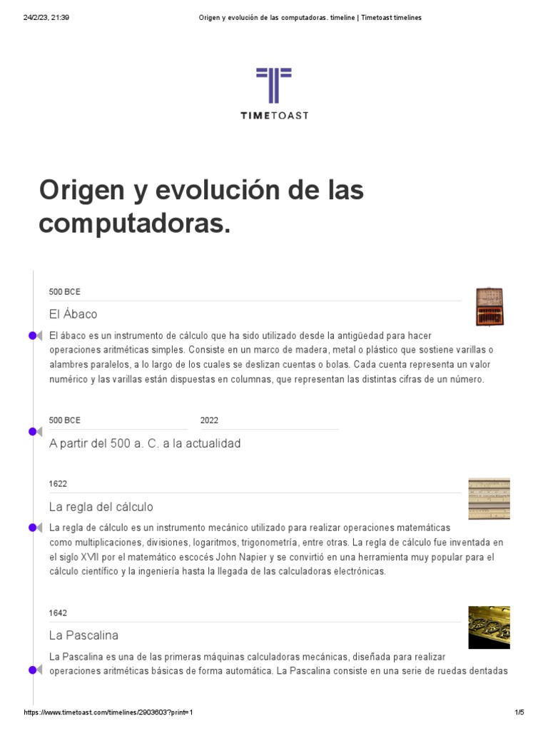 Origen y Evolución de Las Computadoras. Timeline - Timetoast Timelines ...