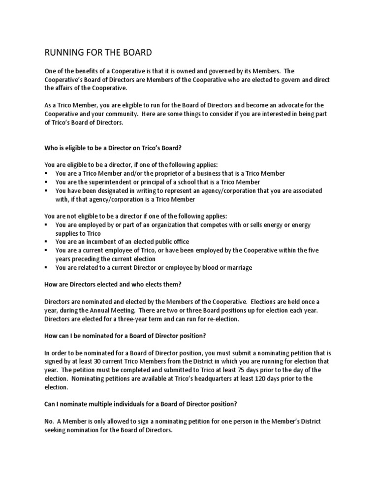 Running For The Board 2019 | PDF | Board Of Directors | Economies