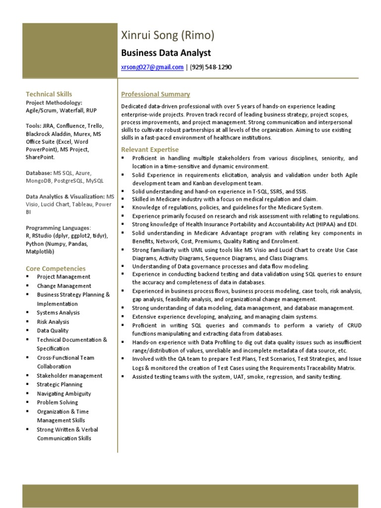 Xinrui - Song - Rimo - Resume - VDH | PDF | Databases | Microsoft Sql Server