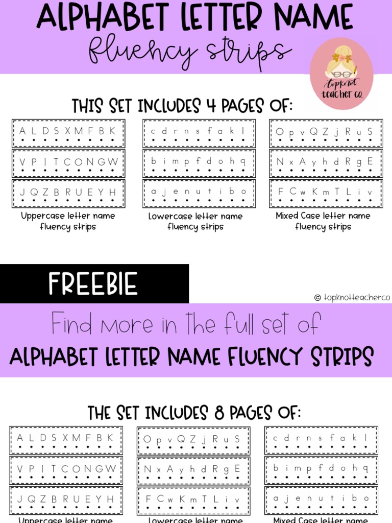 Free Alphabet Fluency Strips Set | PDF | Printing | Notation