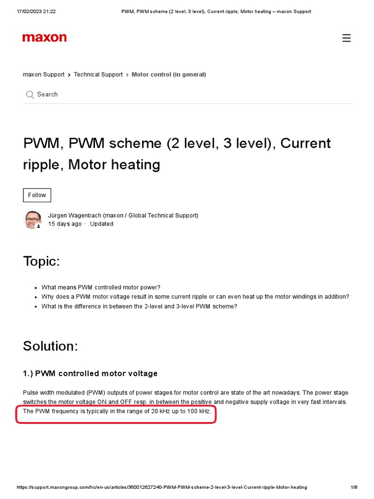 PWM, PWM Scheme (2 Level, 3 Level), Current Ripple, Motor Heating - Maxon Support | PDF ...