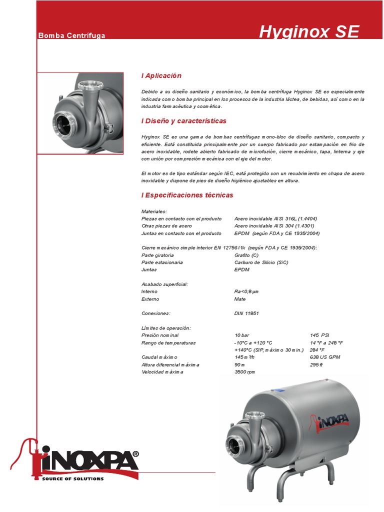 Bombas Centrifugas Sanitarias | PDF | Acero | Materiales de construcción