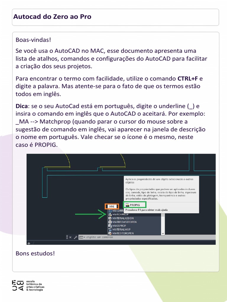 AutoCAD M2 A1 Comandos, Atalhos e Glossario MAC | PDF | Interação ...
