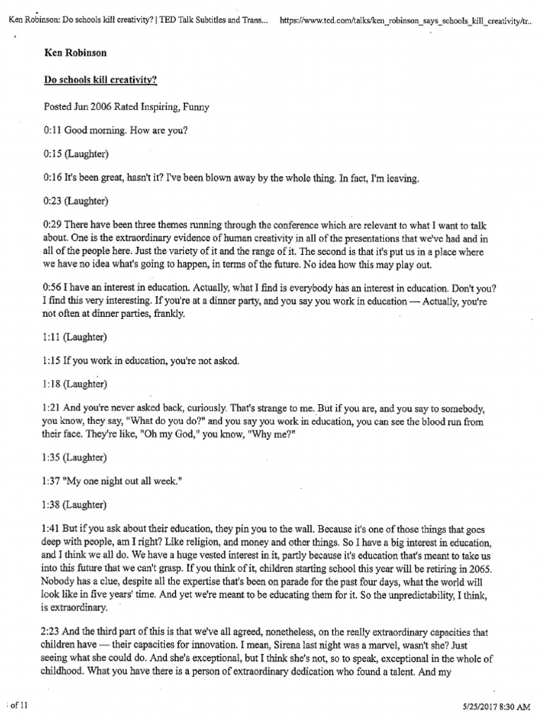 Do Schools Kill Creativity | PDF