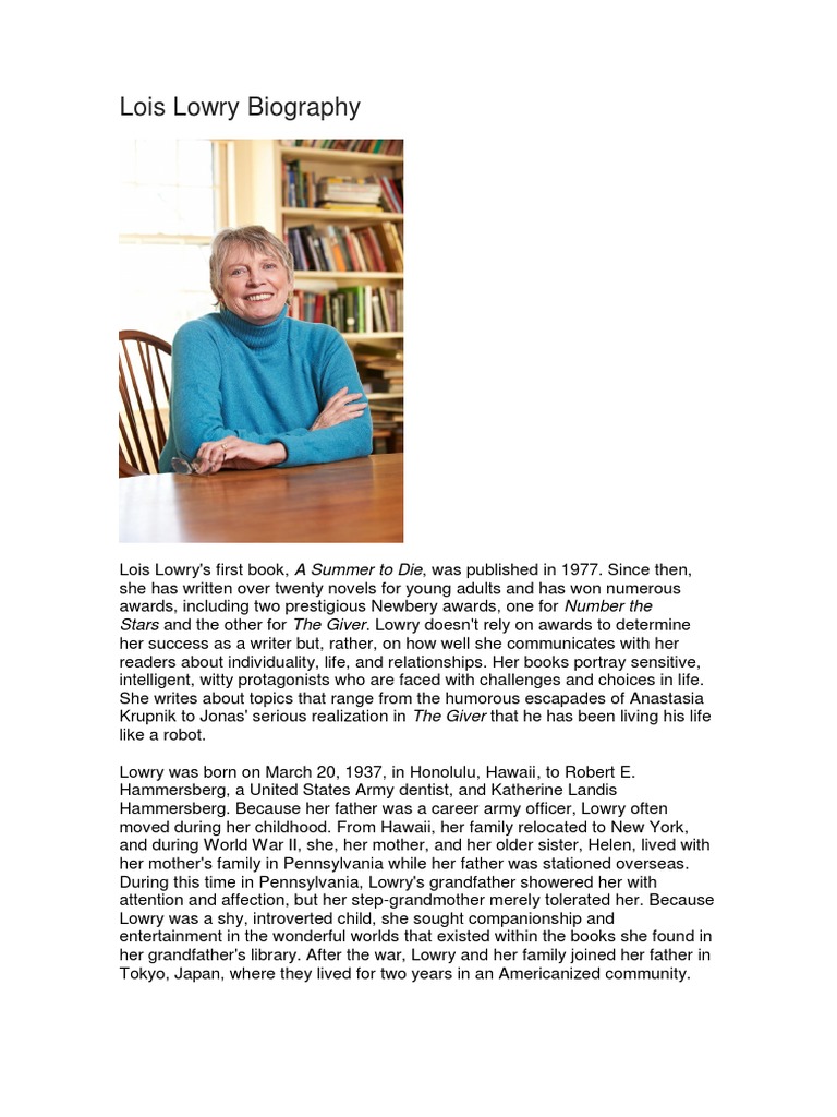Lois Lowry Biography | PDF
