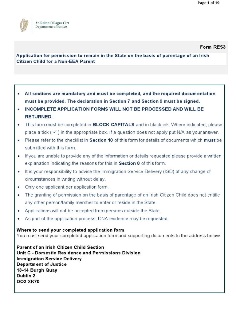 Irish Citizen Child Application Form | PDF | Notary Public | Travel Visa