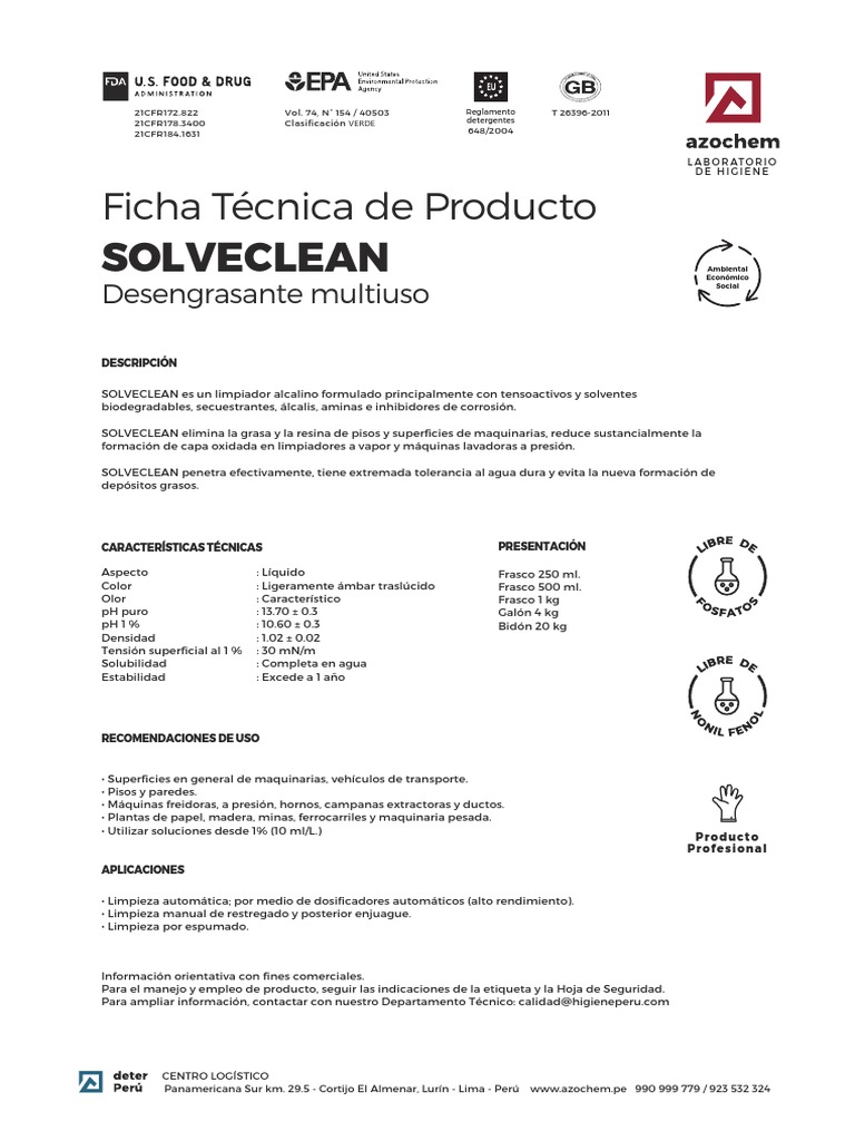 FT Detergente Solv | PDF | Agua | Detergente