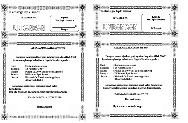 Undangan Mitoni | PDF