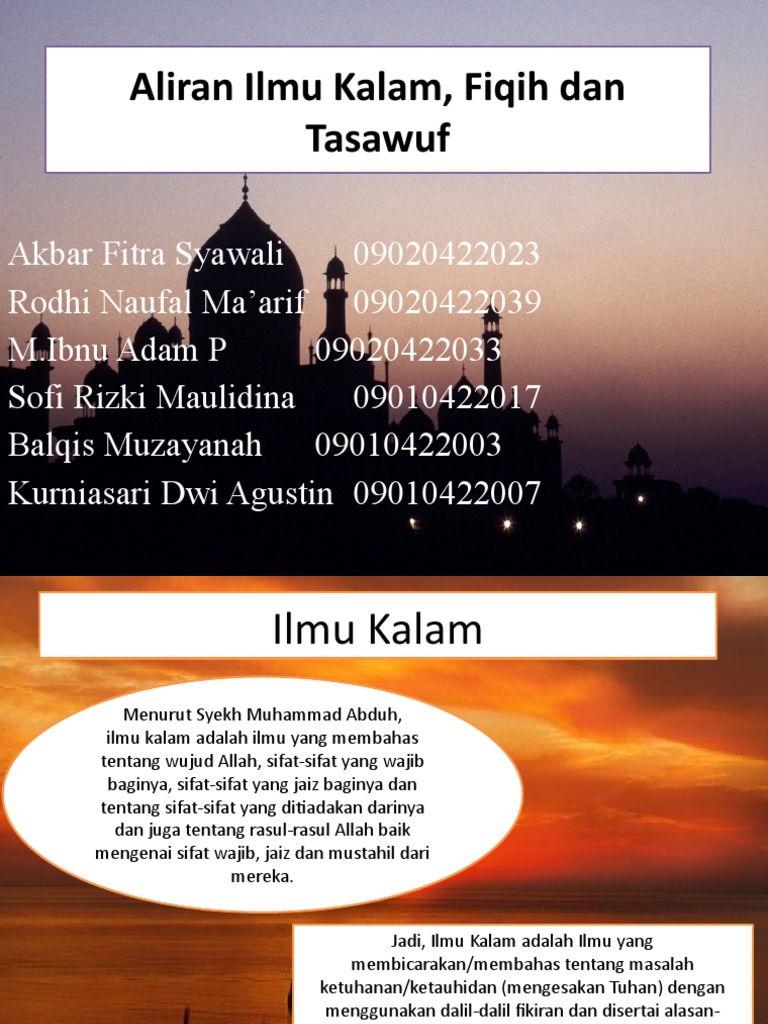 Aliran Ilmu Kalam Fiqh Dan Tasawuf | PDF | Filsafat | Agama & Spiritualitas