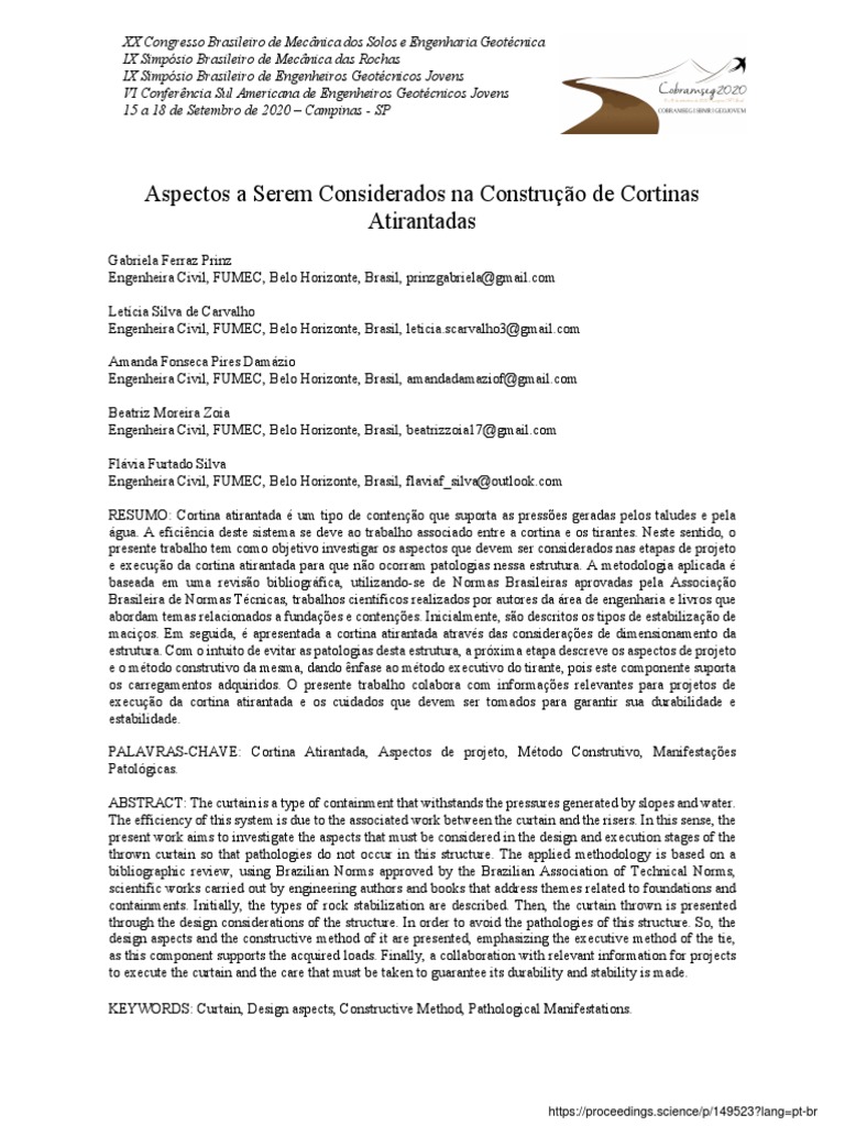Aspectos da Cortina Atirantada em Projetos | PDF | Engenharia Civil ...