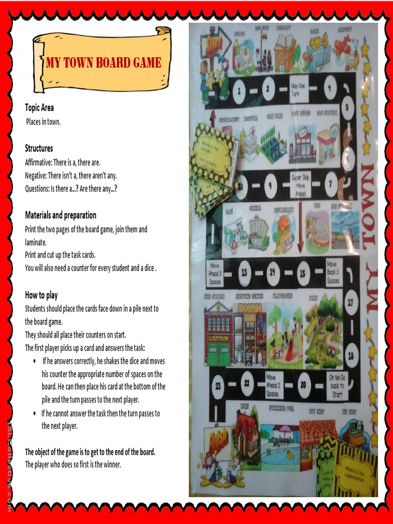 My Town Board Game With Task Cards | PDF