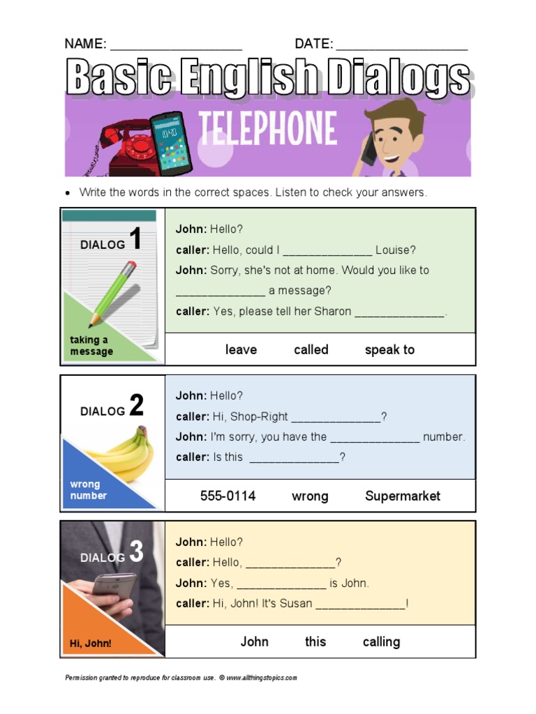 Basic English Dialogs Student | PDF