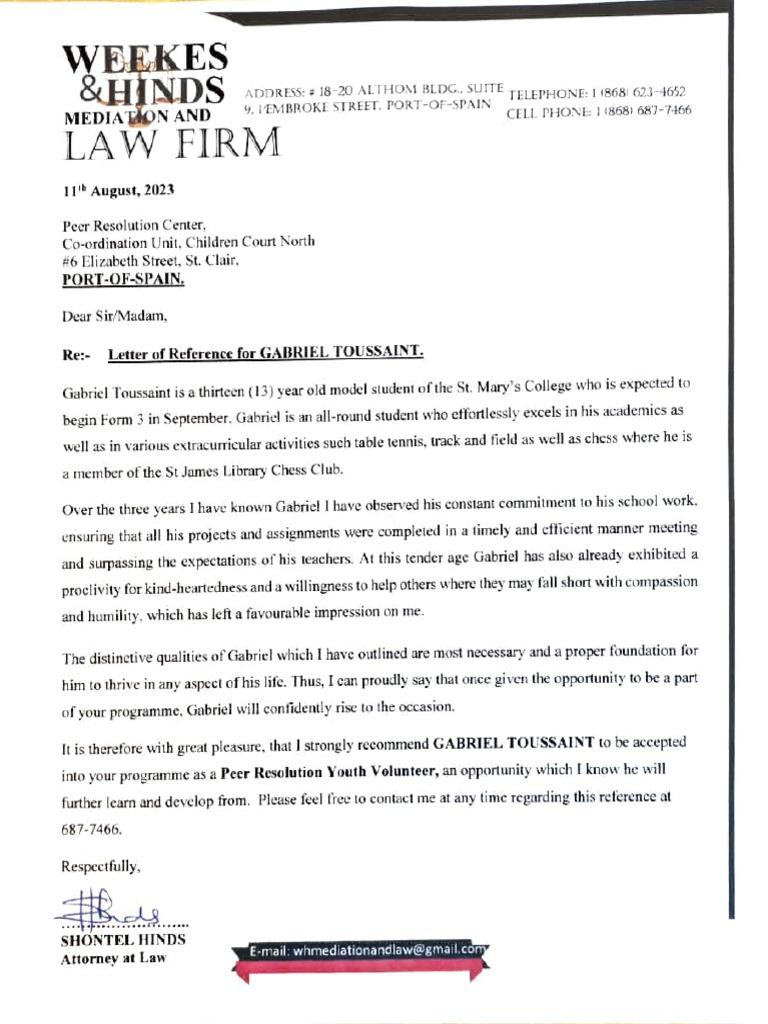 Gabriel Toussaint Reference | PDF