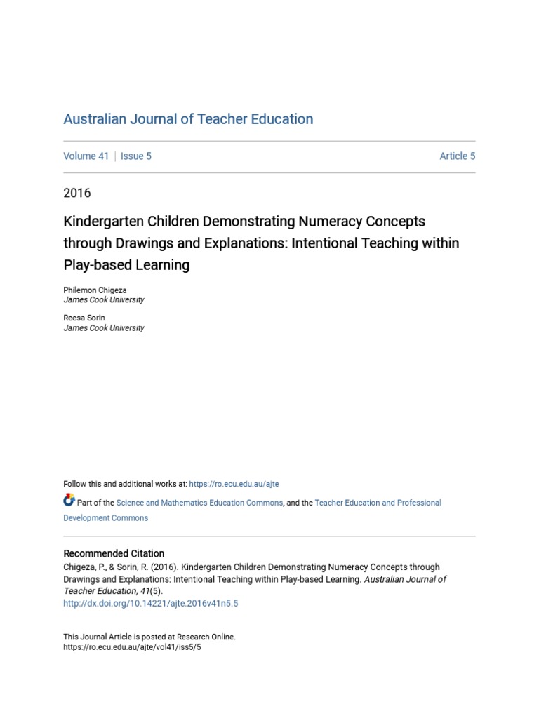 Kindergarten Children Developing Numeracy Concepts | PDF ...
