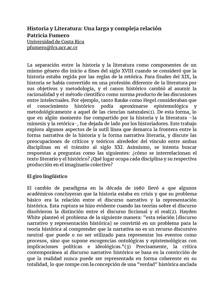 Historia y Literatura: Conexiones y Distinciones | PDF | Historiador ...