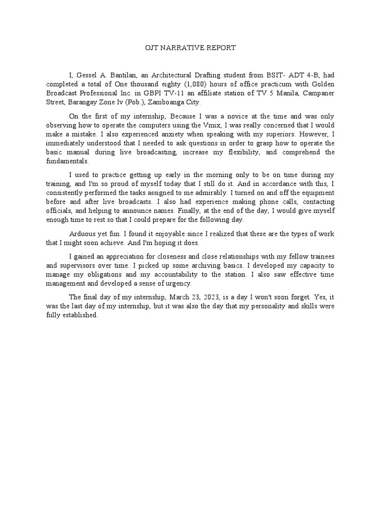 Ojt Narrative Report | PDF