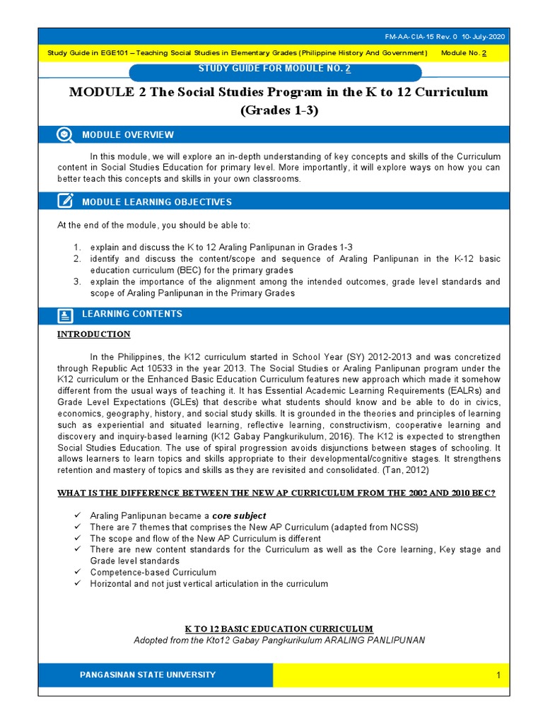 EGE 3 Module 2 | PDF | Curriculum | Teachers