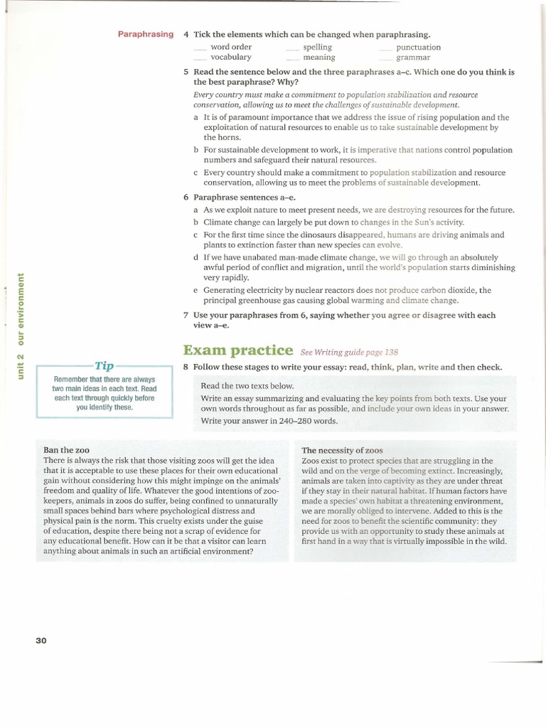 Paraphrase Practice | PDF | Zoo | Climate Change