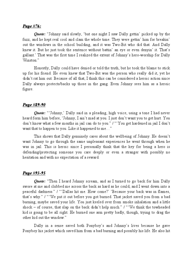 The Outsiders (Debate - Who is the Most Heroic Character) | PDF