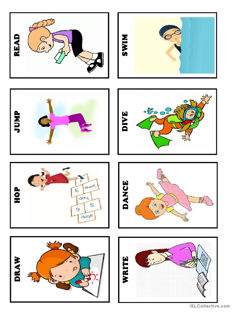 Action Verbs - Flash Cards (Set 1) | PDF