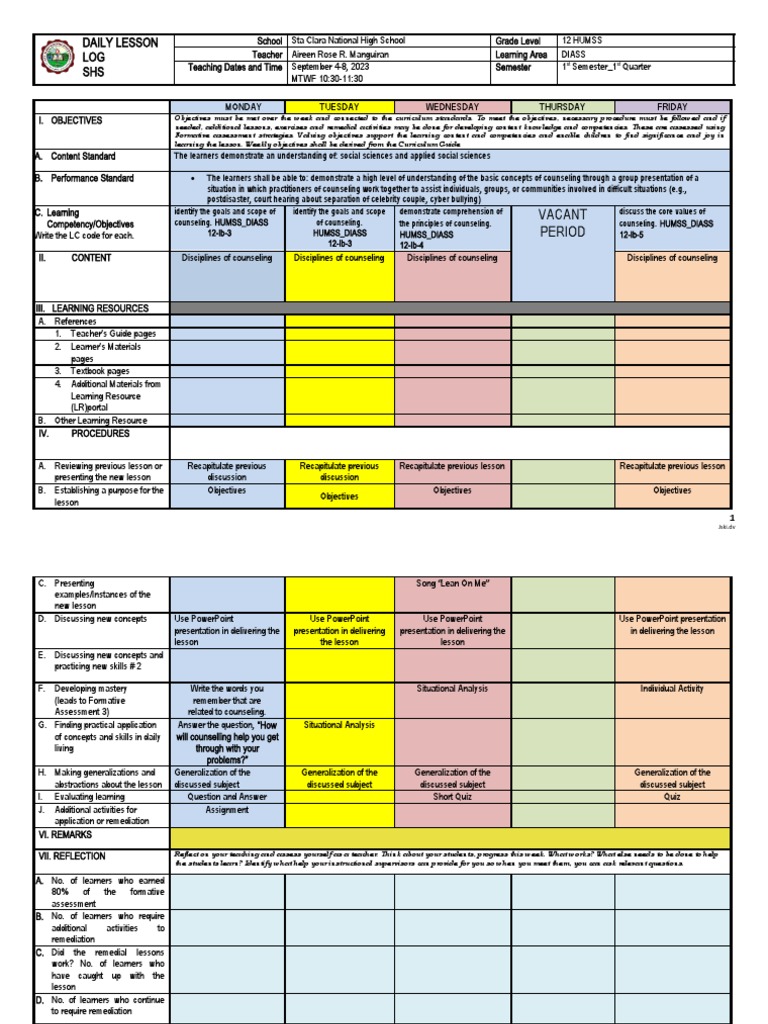 DIASS DLL Week 2 | PDF | Curriculum | Teaching