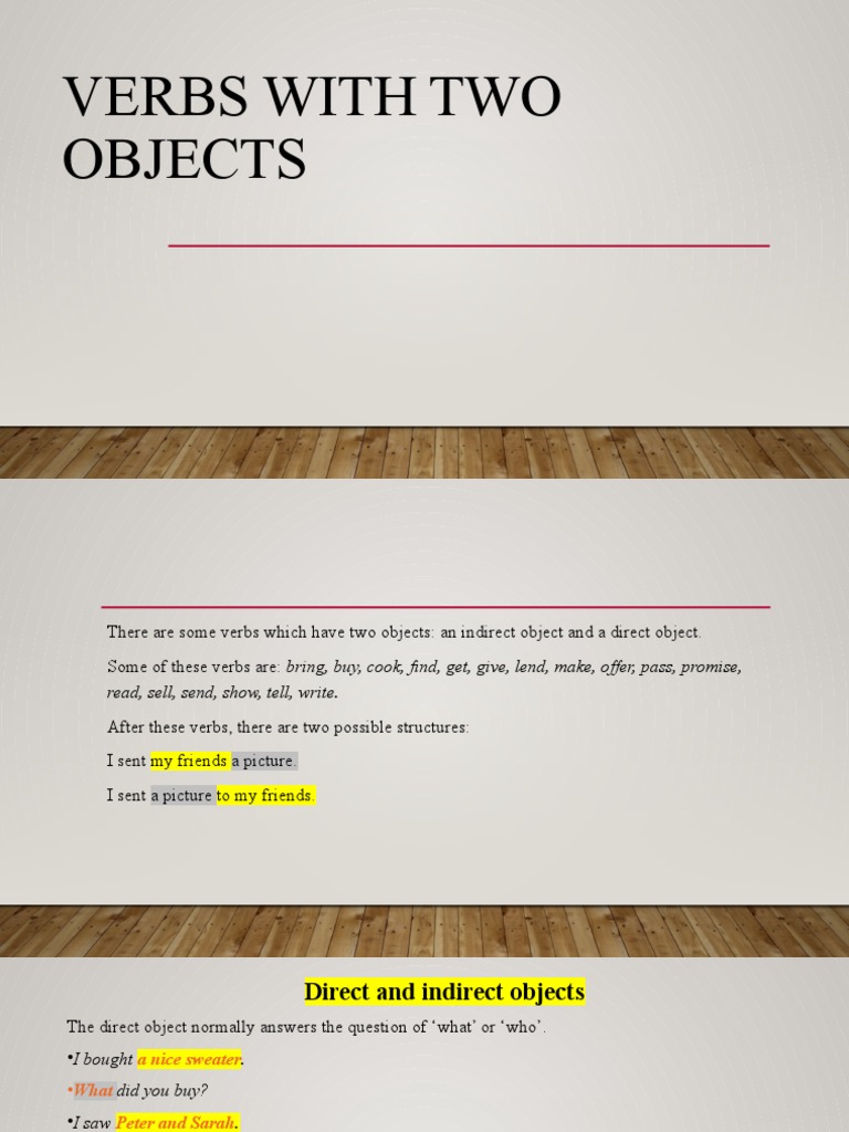 Verbs With Two Objects | PDF | Language Arts & Discipline