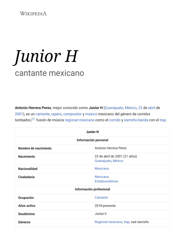 Junior H - Wikipedia, La Enciclopedia Libre | PDF