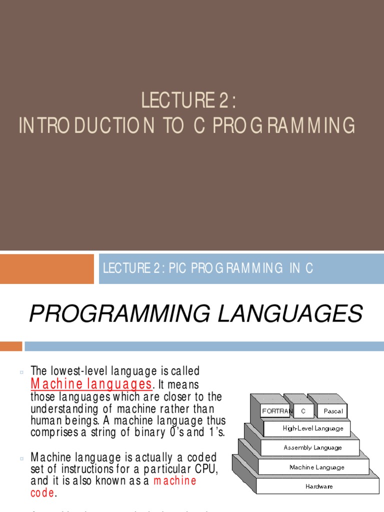Lecture 2 Introduction To C Programming Pdf Control Flow Programming