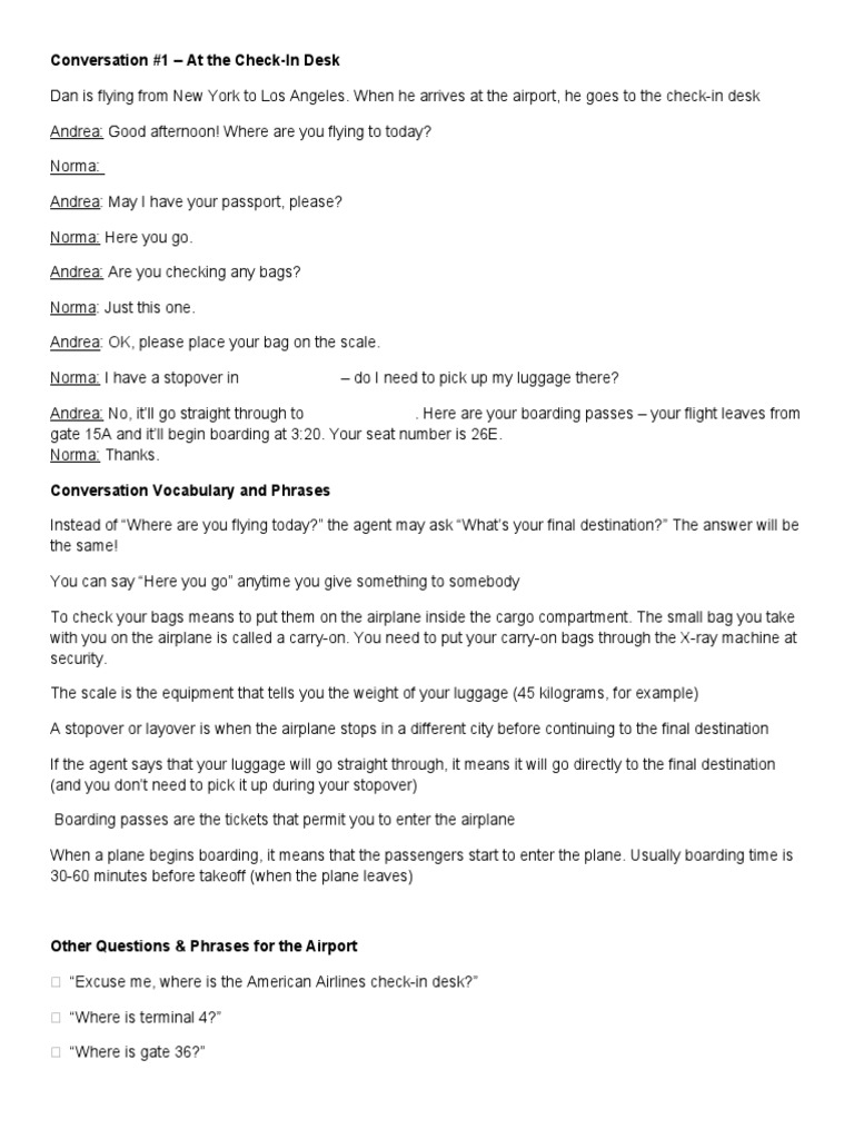 Airport Conversations: A Practical Guide | PDF | Baggage | Transport
