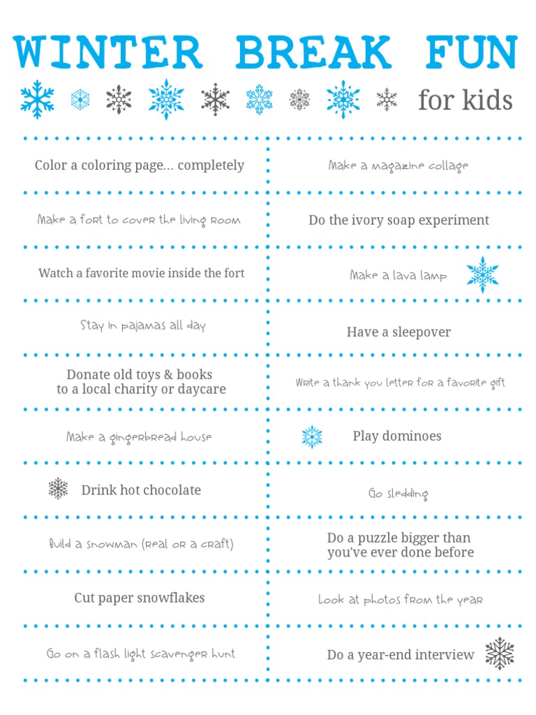 Winter Break Fun | PDF | Home & Garden