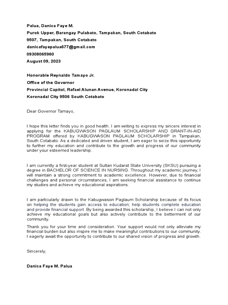 APPLICATION-LETTER Kabugwason | PDF