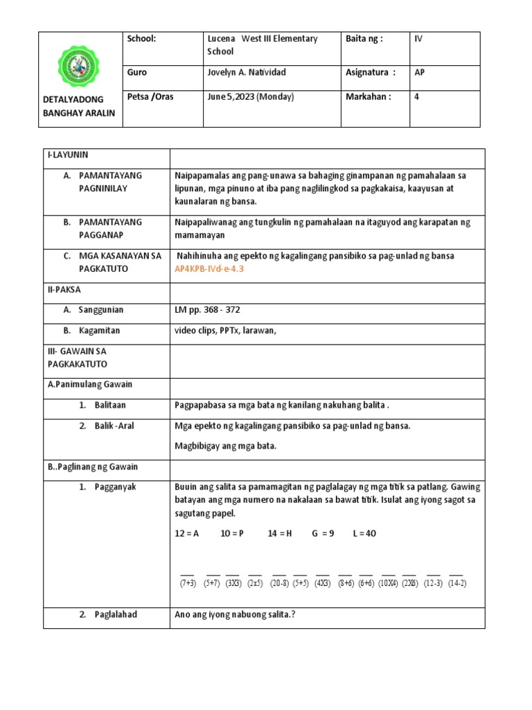 DLP Week 6 Quarter 4 | PDF