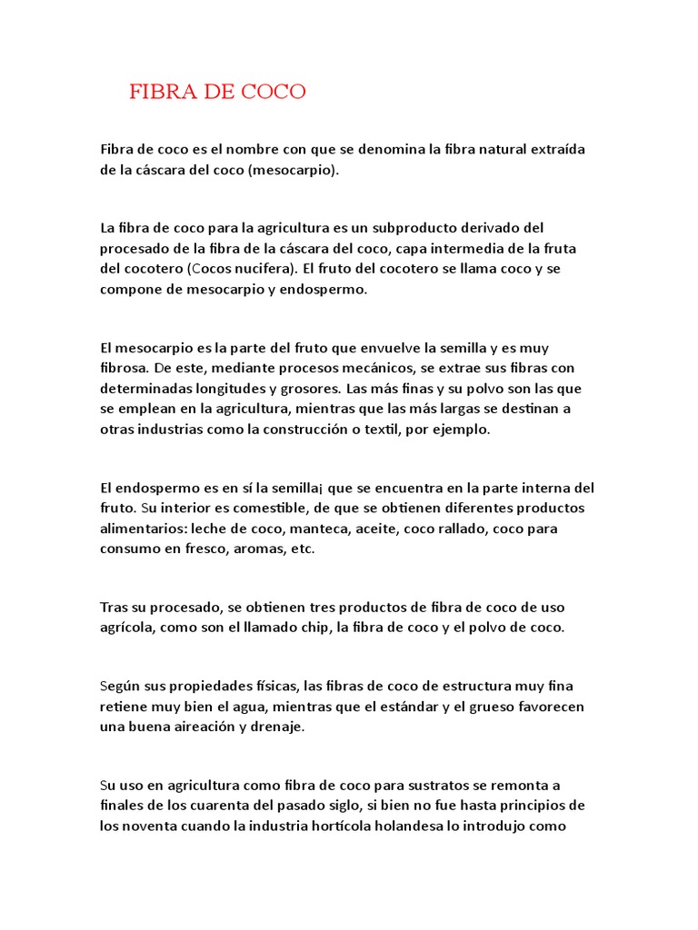 Fibra de Coco | PDF | Coco | Hidroponia